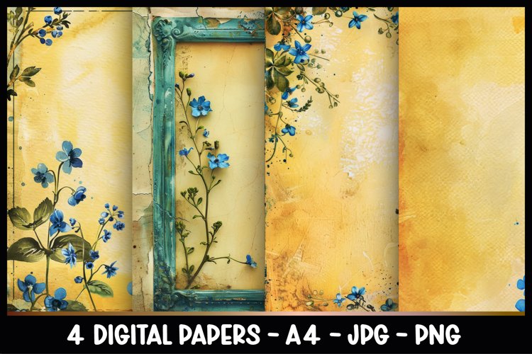 4 Vintage Digital Papers I Junk Journal Page (3702546)