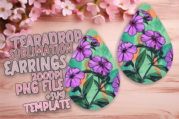 Bright Floral Teardrop Earring Cups PNG