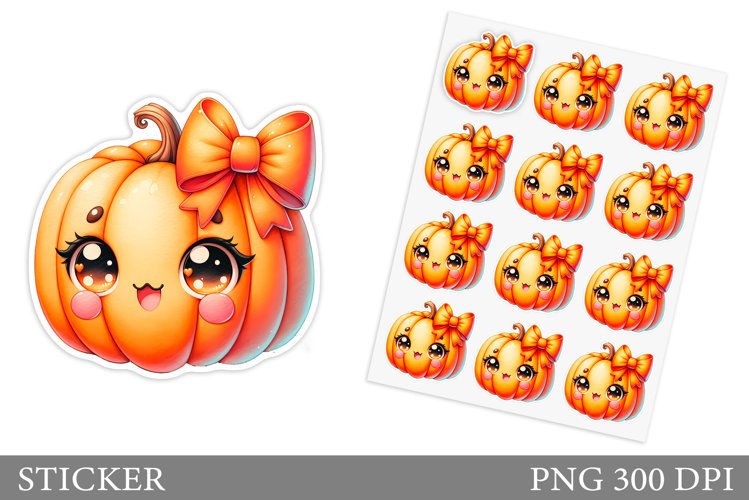 Cute Pumpkin Sticker Template. Cute Halloween (4309507)