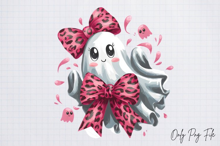 Watercolor Pink Halloween Ghost Clipart PNG (4649906)