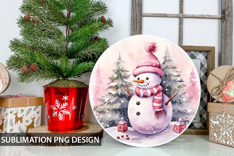 Christmas Snowman Round Sign