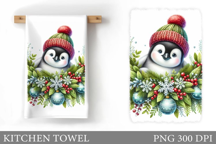Cute Penguin Kitchen Towel. Christmas Penguin (4566339)