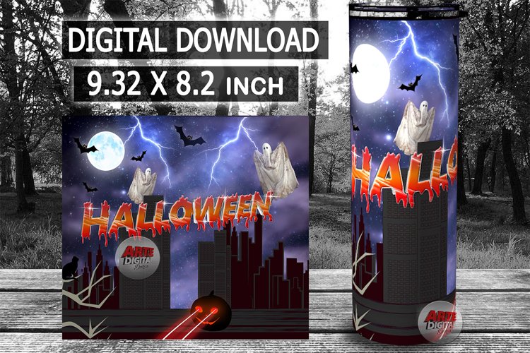 20 oz Skinny Tumbler Wrap Sublimation, Halloween Horror