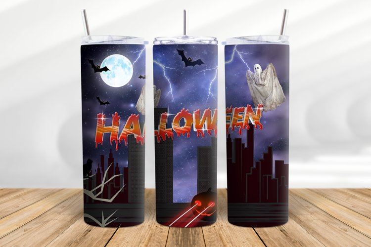 20 oz Skinny Tumbler Wrap Sublimation, Halloween Horror