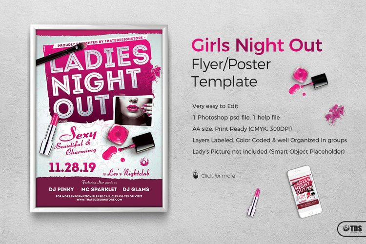 Girls Night Out Flyer Template (15090) | Flyers | Design Bundles
