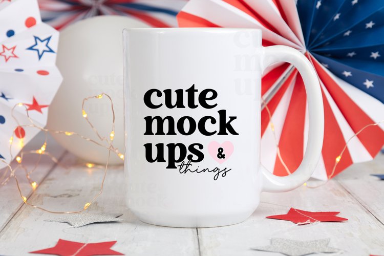 Patriotic Mock Up | 15oz Mug 4th of July Mock Up (2453382)