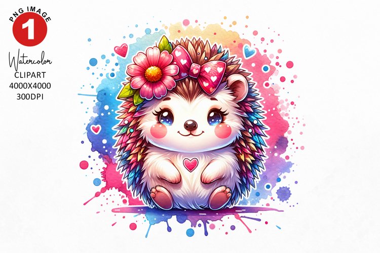 Hedgehog Valentine Clipart | Watercolor Clipart |Sublimation