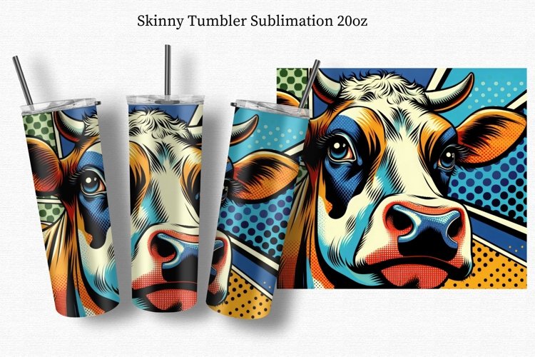 Cow, Pop art, Tumbler Wrap 20oz,