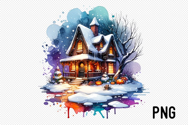 Cozy Halloween Cottage Sublimation Clipart
