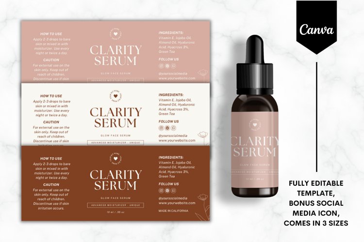 Custom Dropper Bottle Label Canva Template - Boho (2547491)