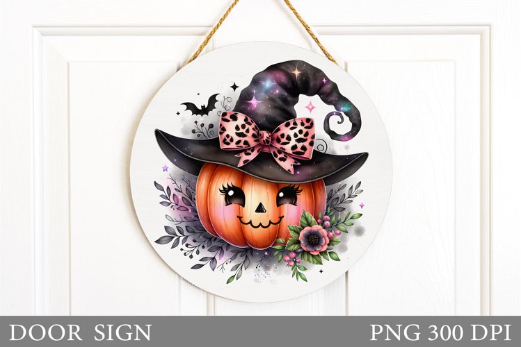 Cute Pumpkin Door Sign. Halloween Door Sign Design (4311060)