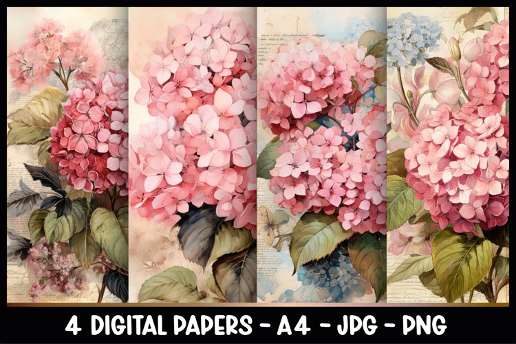 4 Vintage Floral Digital Papers I Junk Journal (3722141)