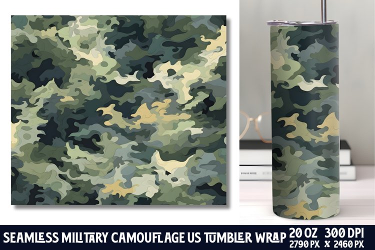 Seamless Military Camouflage US Tumbler Wrap