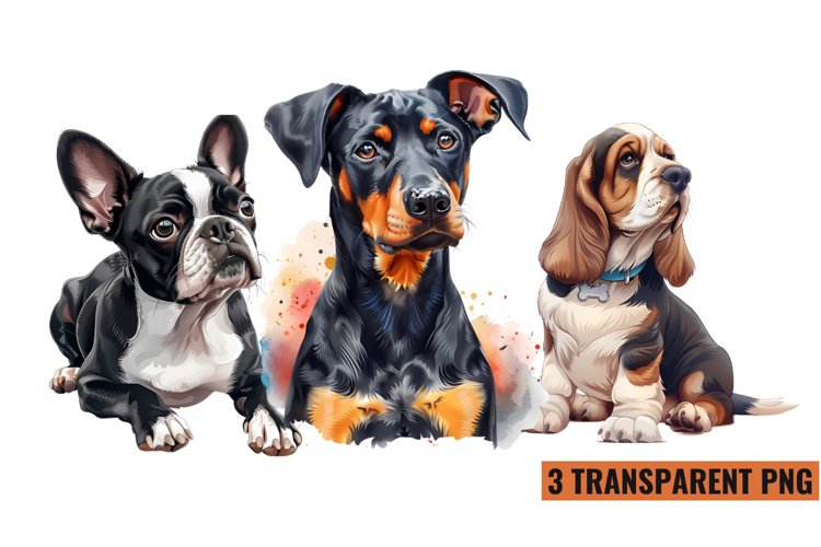 Watercolor Dog Breed Clipart , PNG