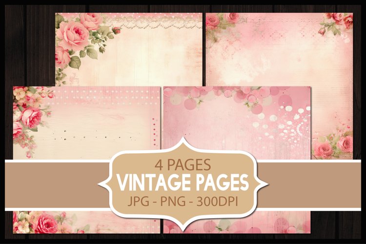 4 Vintage Floral Digital Papers I Junk Journal (3077881)