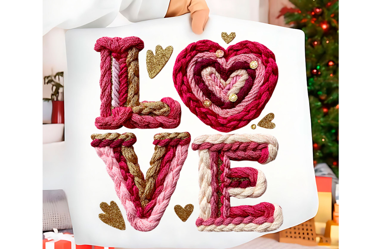 Glitter Crochet Yarn Valentine Png (6444058)