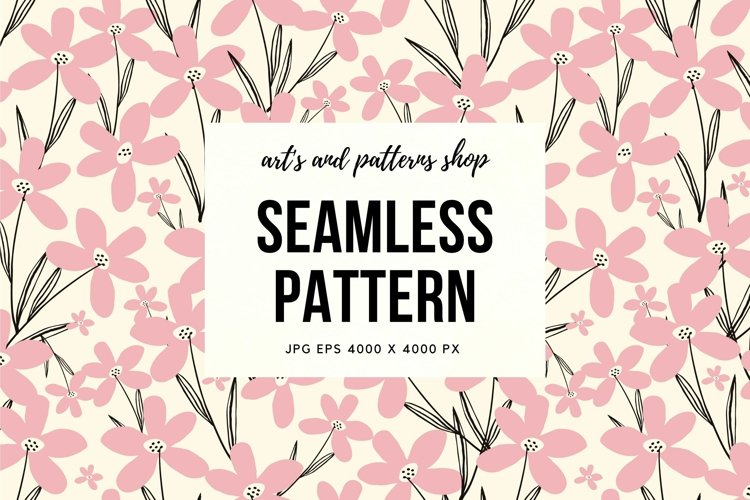Vibrant pattern with pink spring flowers