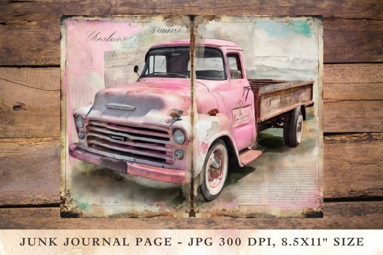 Printable Junk Journal Pages pink car 2