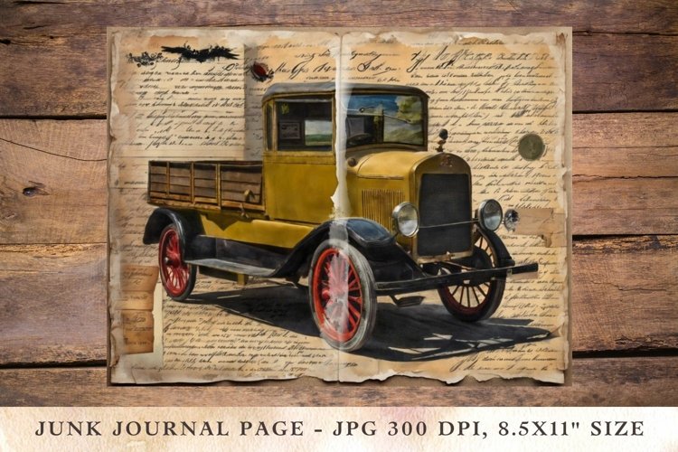 Printable Junk Journal Pages postcard car 3