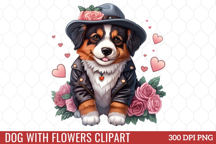 Dog With Flowers Clipart (3482602)