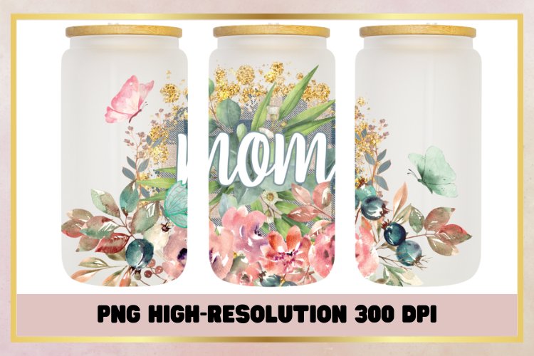 16 oz Libbey Glass Wrap Mom watercolor flower (2288080)