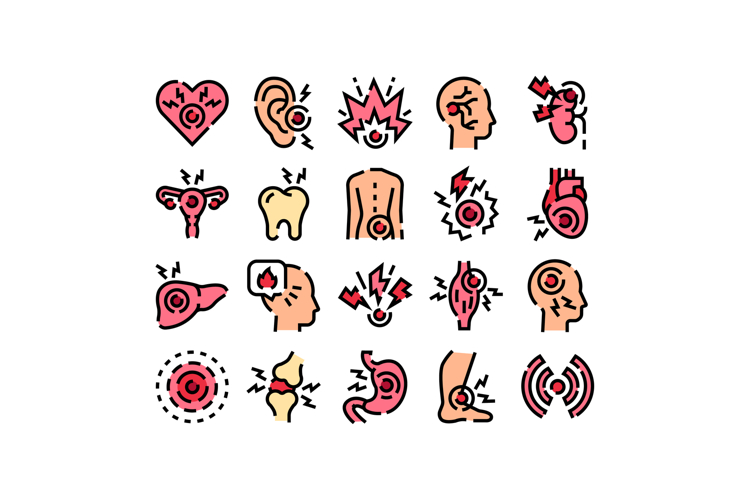 Human body organs and painful sickness symptoms