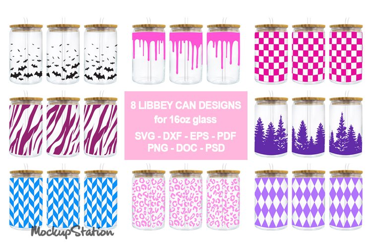 Libbey Glass SVG Bundle | 16oz Libbey Can Cutting Files