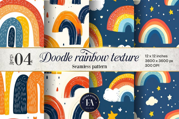 Abstract doodle colorful rainbow Digital paper (5178611)