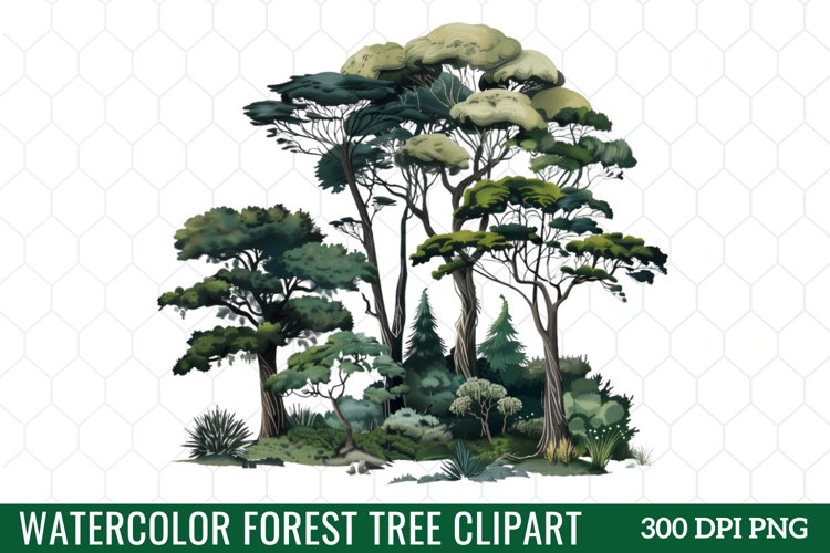 Watercolor Forest Tree Clipart (3460741)