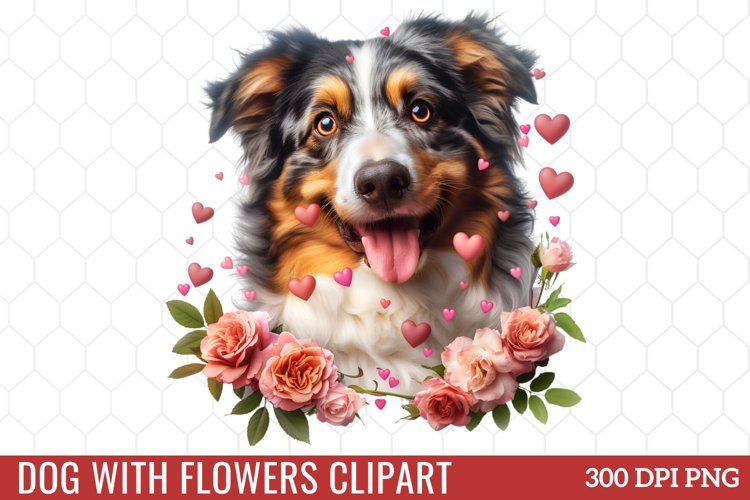 Dog With Flowers Clipart (3482597)