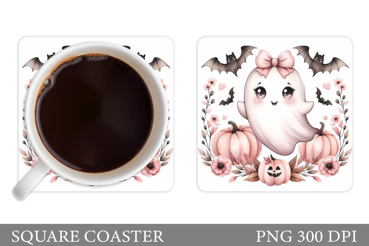 Cute Ghost Coaster Design. Halloween Coaster (4318920)