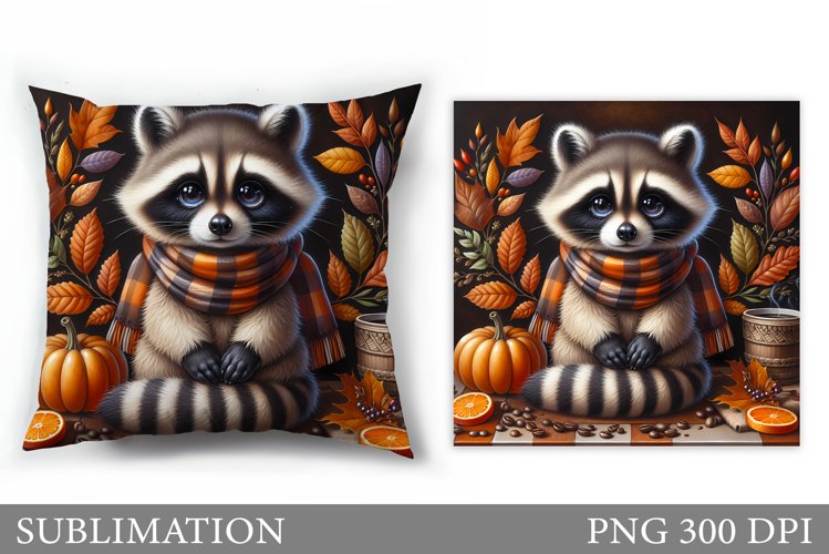 Fall Raccoon Pillow Design. Fall Raccoon (4410999)