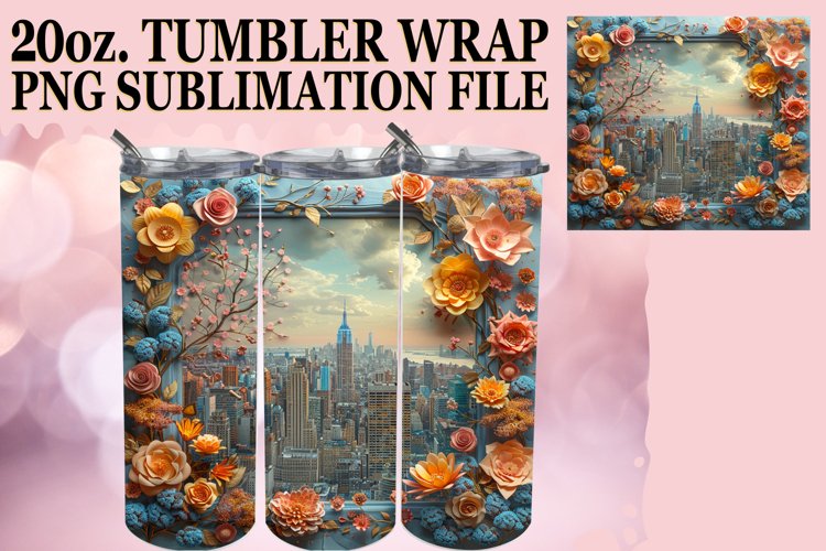 3D Flower Haven Tumbler Wrap 20oz