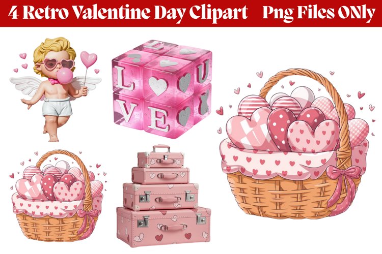 Retro Valentine Day Clipart PNG (5156785)