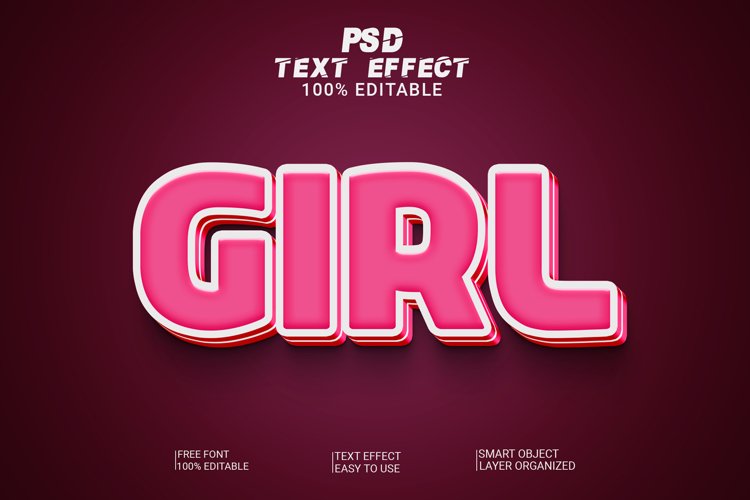 PSD 3d Girl text effect style
