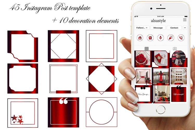 45 Red Instagram Post Template blank Instagram Post
