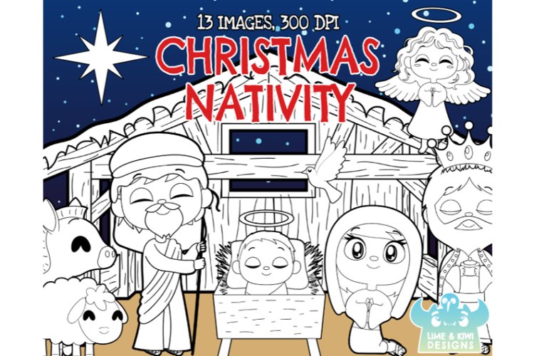 Christmas Nativity Digital Stamps - Lime and Kiwi Designs