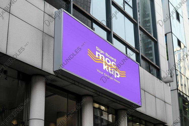 Sign Board Mockup on Building Wall (3350175)