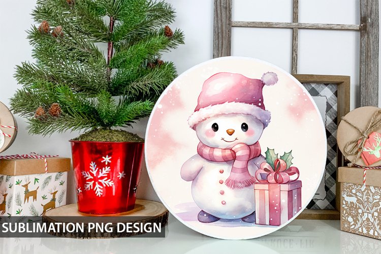 Christmas Snowman Round Sign