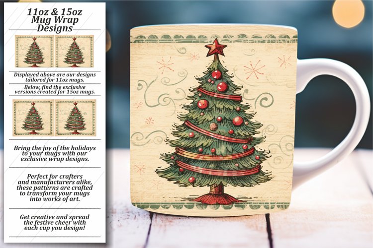 Retro Patterned Christmas Mug for a Vintage Look