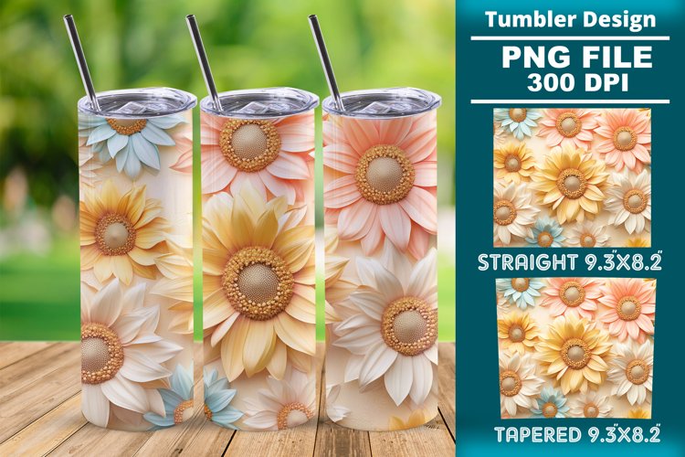 3D Flower Tumbler, 3D Floral Tumbler design (4603499)