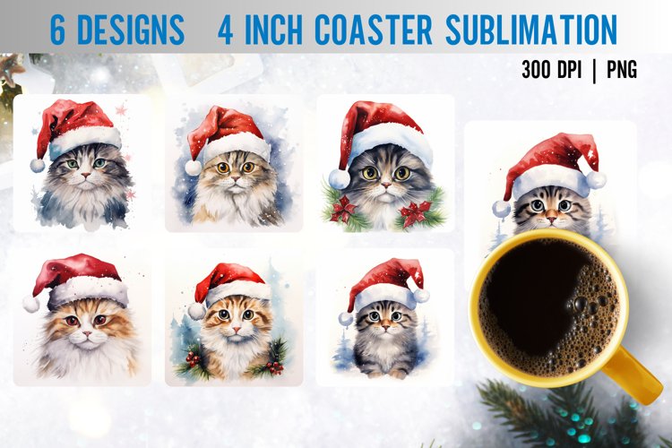 Christmas Square Coaster Sublimation Design (2670224)