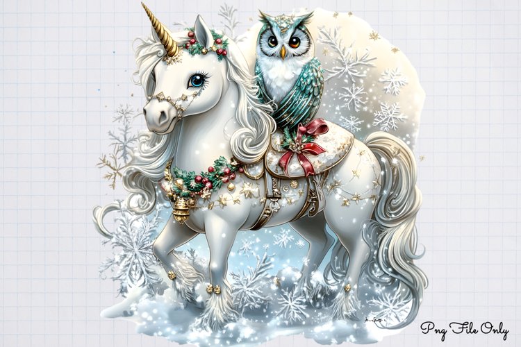 Christmas Unicorns Clipart PNG (4863872)