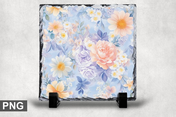 Pastel Flowers Square Sublimation Slate Design