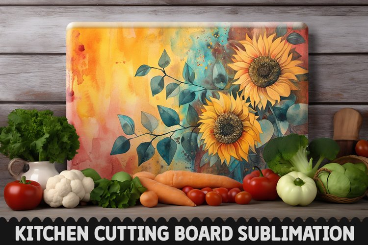 Cutting Board Sublimation Design - Sunflowers Sublimation