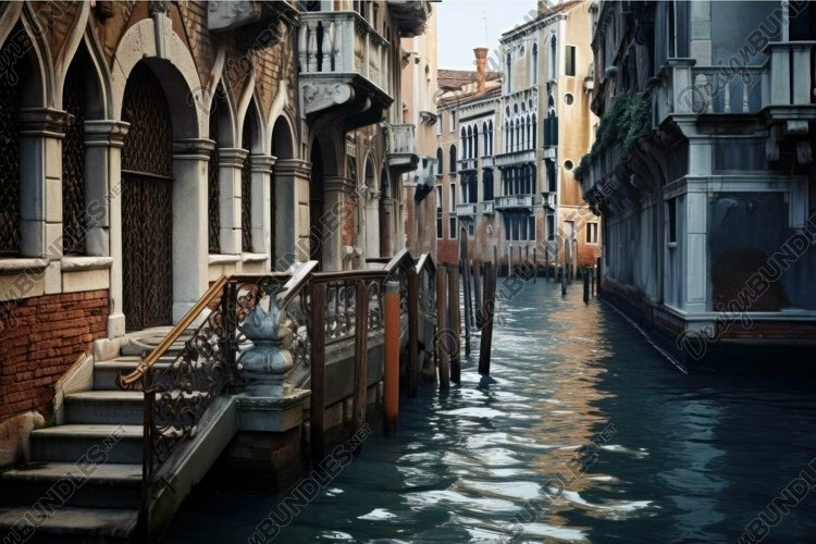 Serene view of a traditional venetian canal with ancient bui
