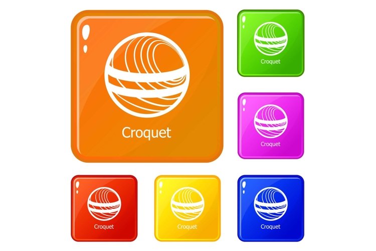 Croquet icons set vector color