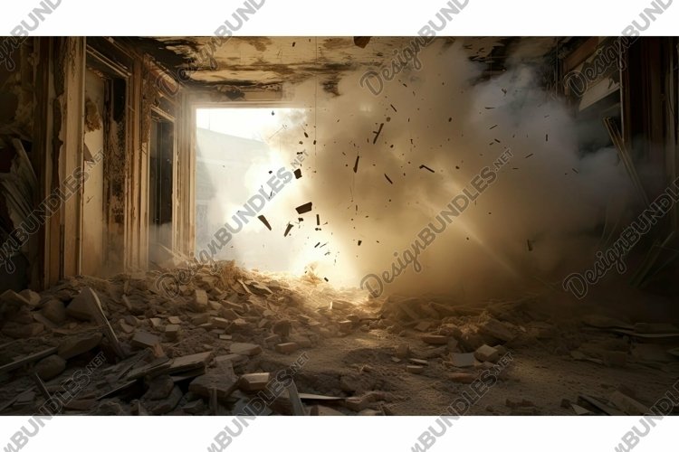 wide blurred demolition interior