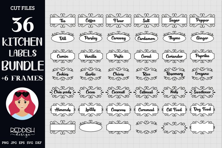 36 Kitchen labels, SVG Decal, labels bundle vol 2 (1356613) | Cut Files ...