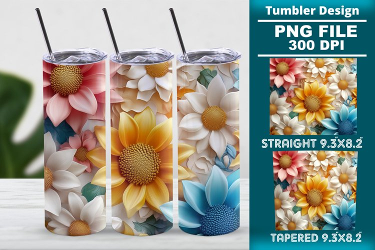 3D Flower Tumbler, 3D Floral Tumbler design (4603501)